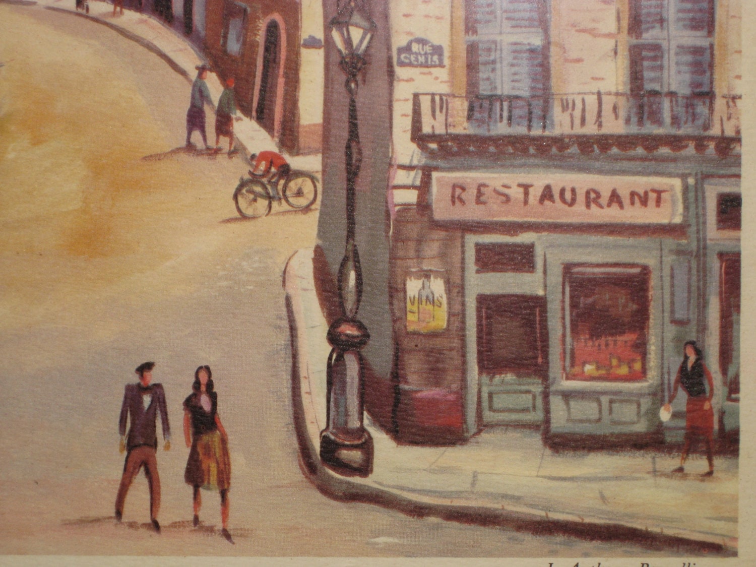 Vintage J. Anthony Buzzelli Lithograph Framed, 1953 Montmartre, Paris ...