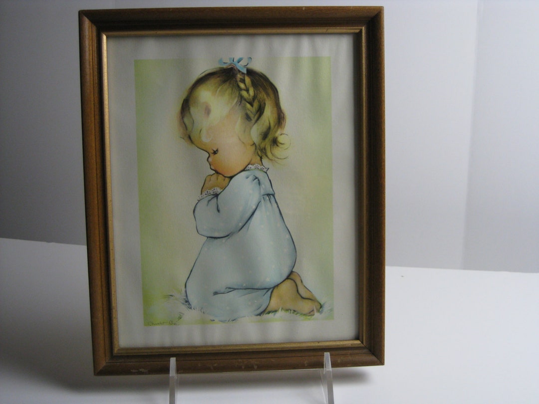 Vintage Charlot Byi/byj* Print of "a Child's Prayer" 11x9 Inches Framed ...