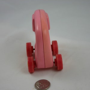 Vintage Pink Elephant Baby Rattle Toy on Wheels - Etsy