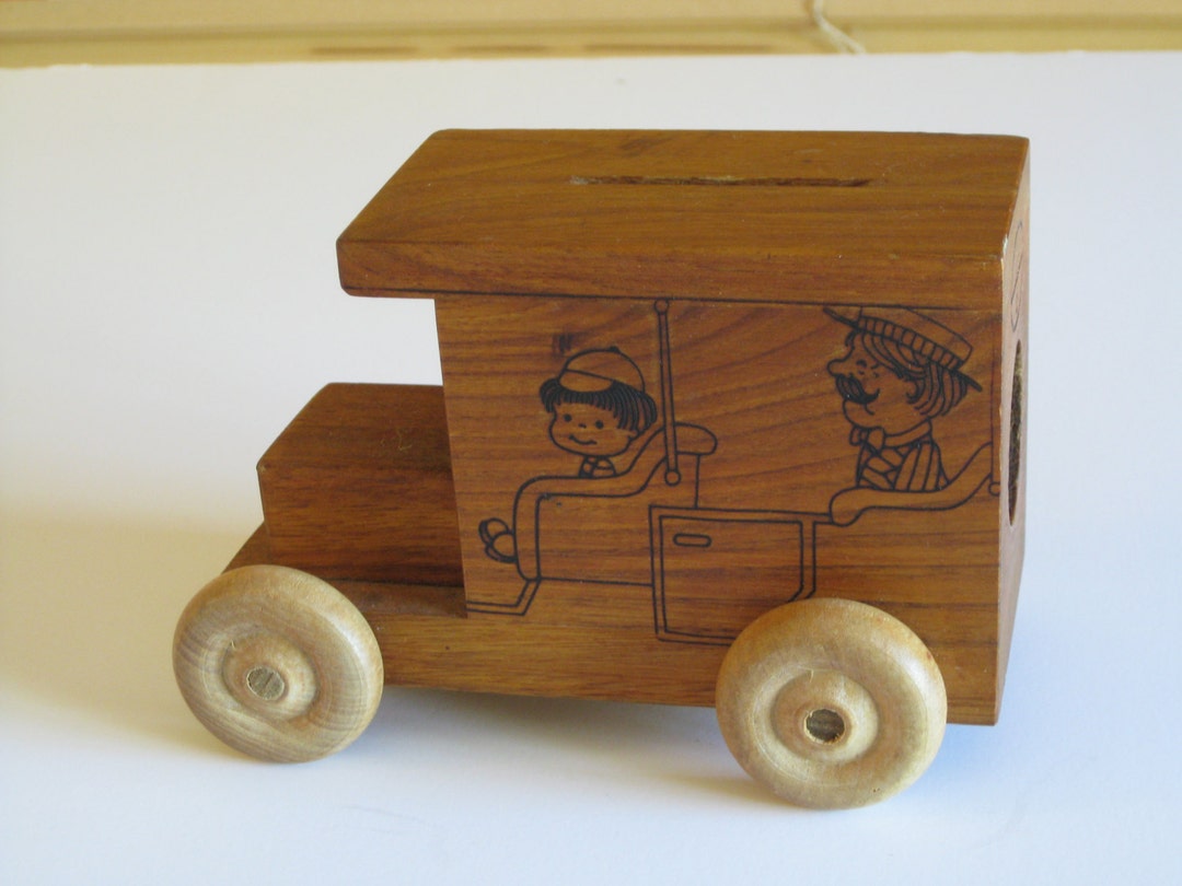 Vintage Toystalgia Wooden Car Bank From 1977 - Etsy