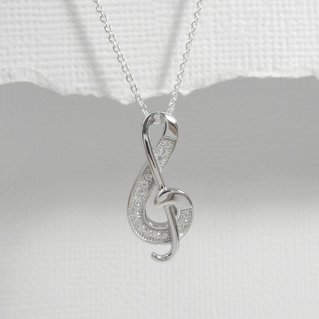 Treble Clef Necklace, Music Necklace, Music Lover Necklace, Sterling ...
