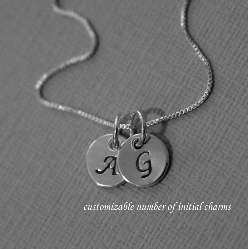 Initial Necklace Sterling Silver Initial Necklace Monogram - Etsy