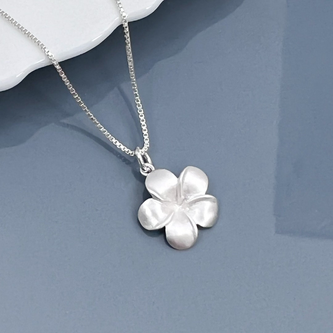 Small Sterling Silver Matter Flower Pendant Necklace, Flower Girl Gift ...