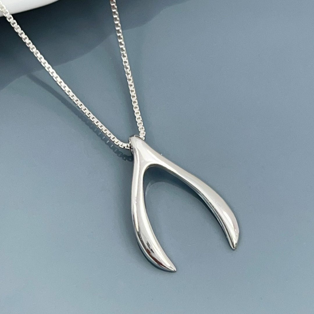 Sterling Silver Wish Bone Necklace, Birthday Gift Necklace, Good Luck ...