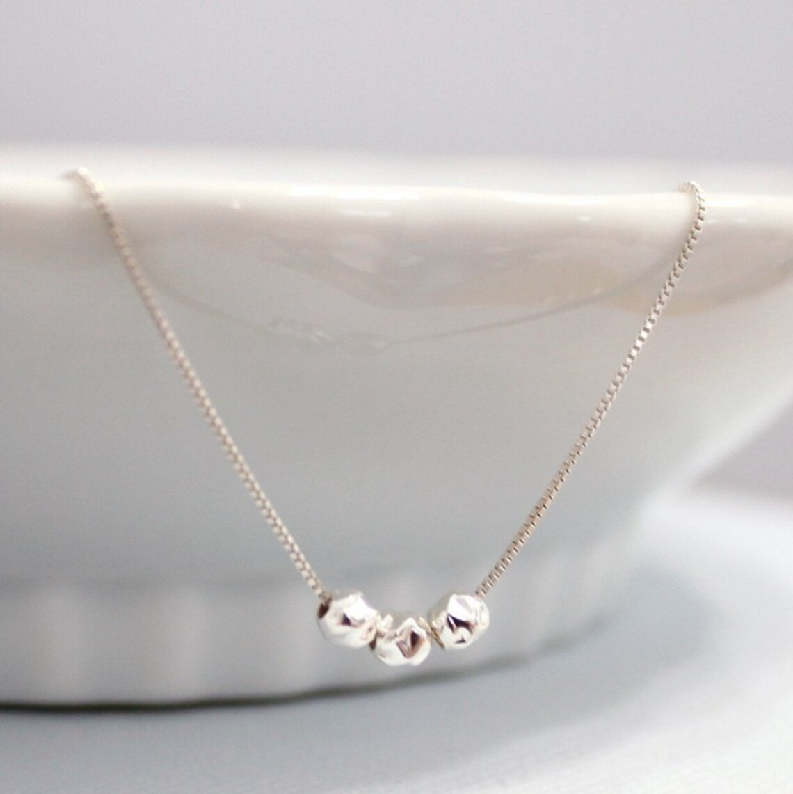 Triple Sterling Silver Hammered Balls Necklace Layering - Etsy
