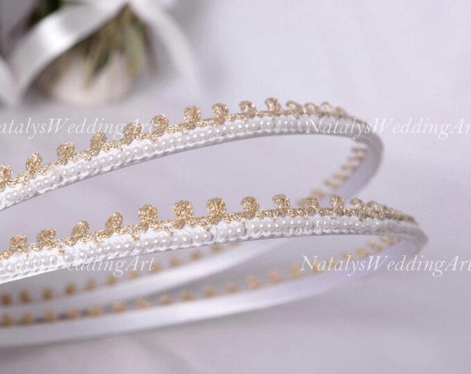 Stefana Greek Wedding Crowns Traditional Stephana White With Gold ...