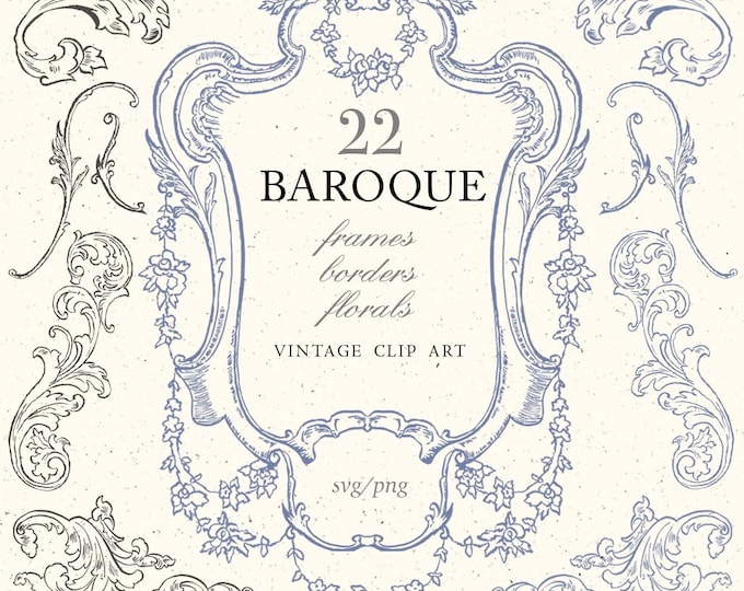 Floral Wedding Clip Art. Invitation Vector Svg Blue Elements. Rustic ...