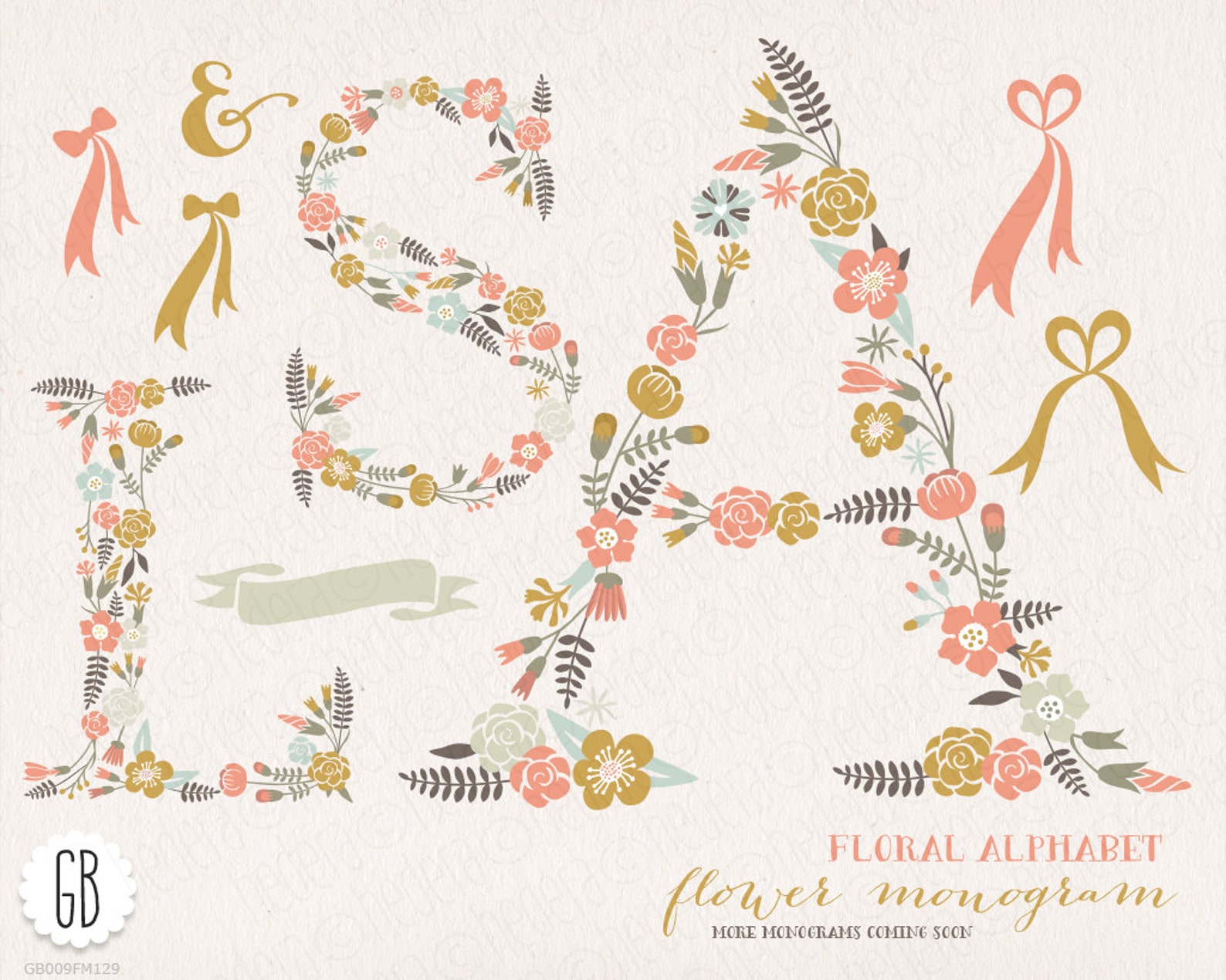 Floral Letters A S L, Flower Type, Alphabet, Clip Art, Vector, Baby ...