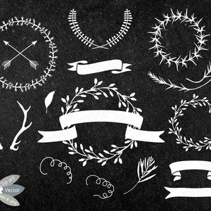 Chalkboard Floral Wreaths, Laurels, Photo Overlay, Flower Frames ...