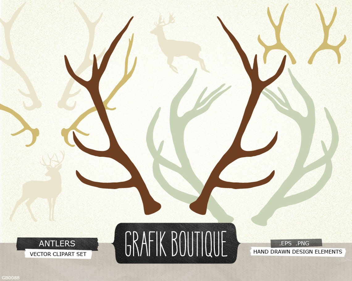Antlers Deer Silhouette Vector Clip Art - Etsy