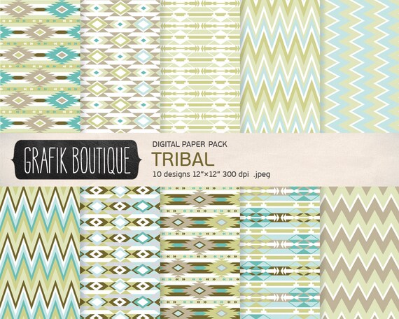 Tribal pattern digital background scrapbook paper pack | Etsy