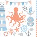 Nautical Vector Clip Art, Lighthouse, Fisherman, Coast, Corals Starfish ...