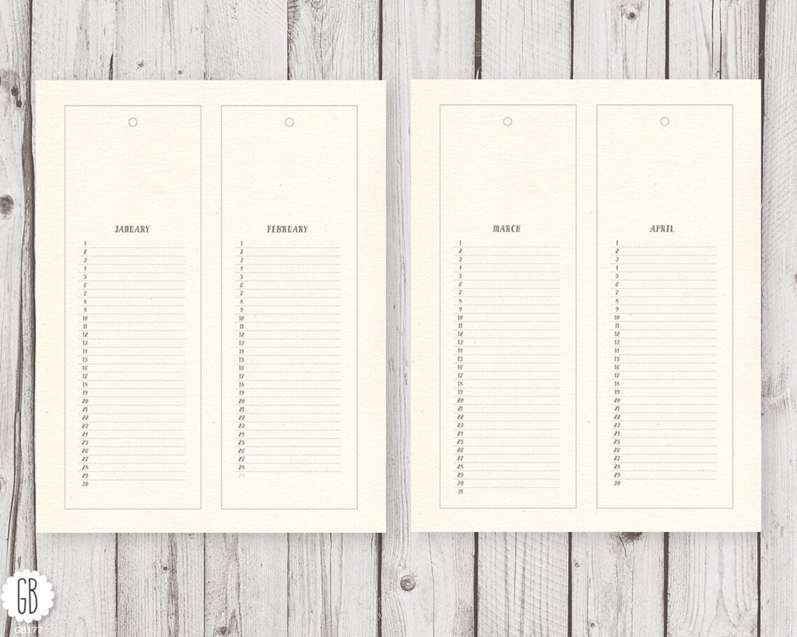 Perpetual Calendar DIY Wall Calendar Clip Art Monthly - Etsy