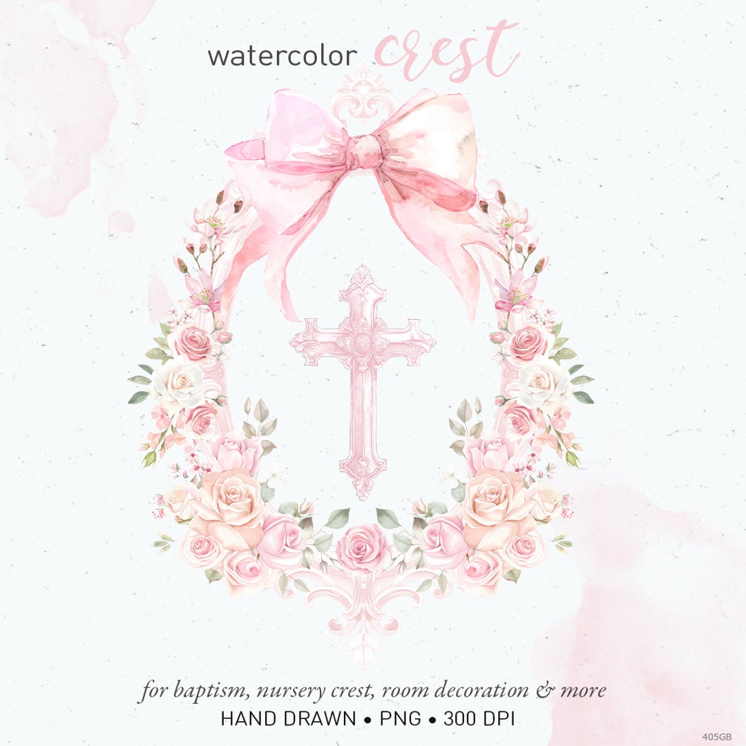 Crest Watercolor, Baptism Crest, Christening Stationery, Clip Art ...