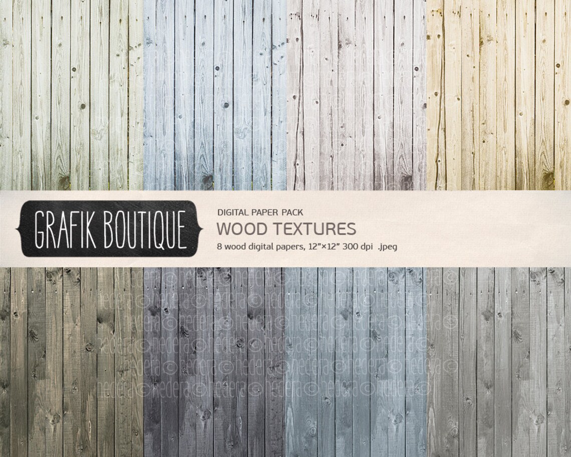 Wood Textures Digital Background Scrapbook Paper Pack Rustic | Etsy