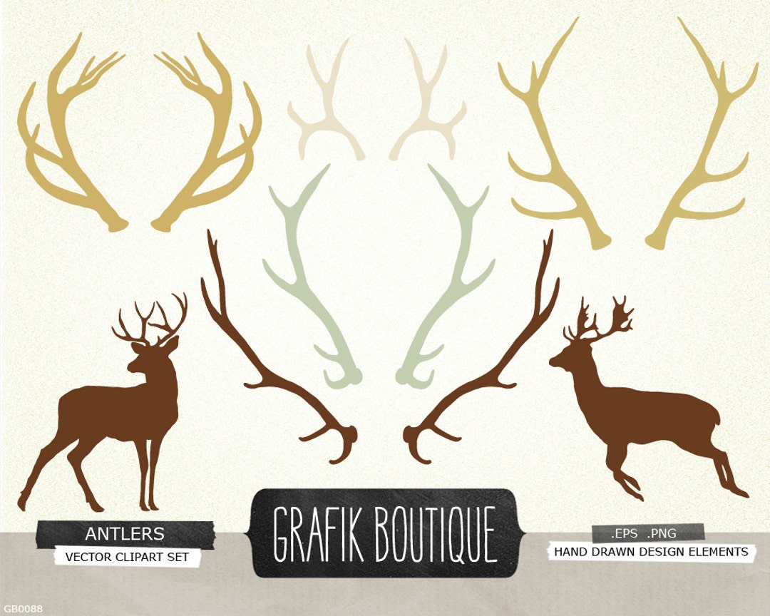 Antlers Deer Silhouette Vector Clip Art. Antlers Pictures. Editable ...