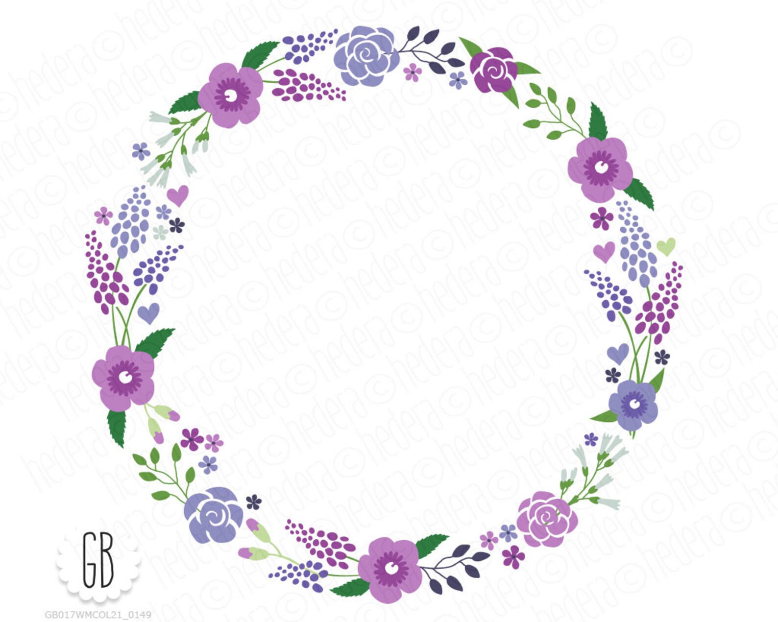 Floral Wreaths, Laurels, Ribbons, Clip Art, Vector, Muscari, Purple ...