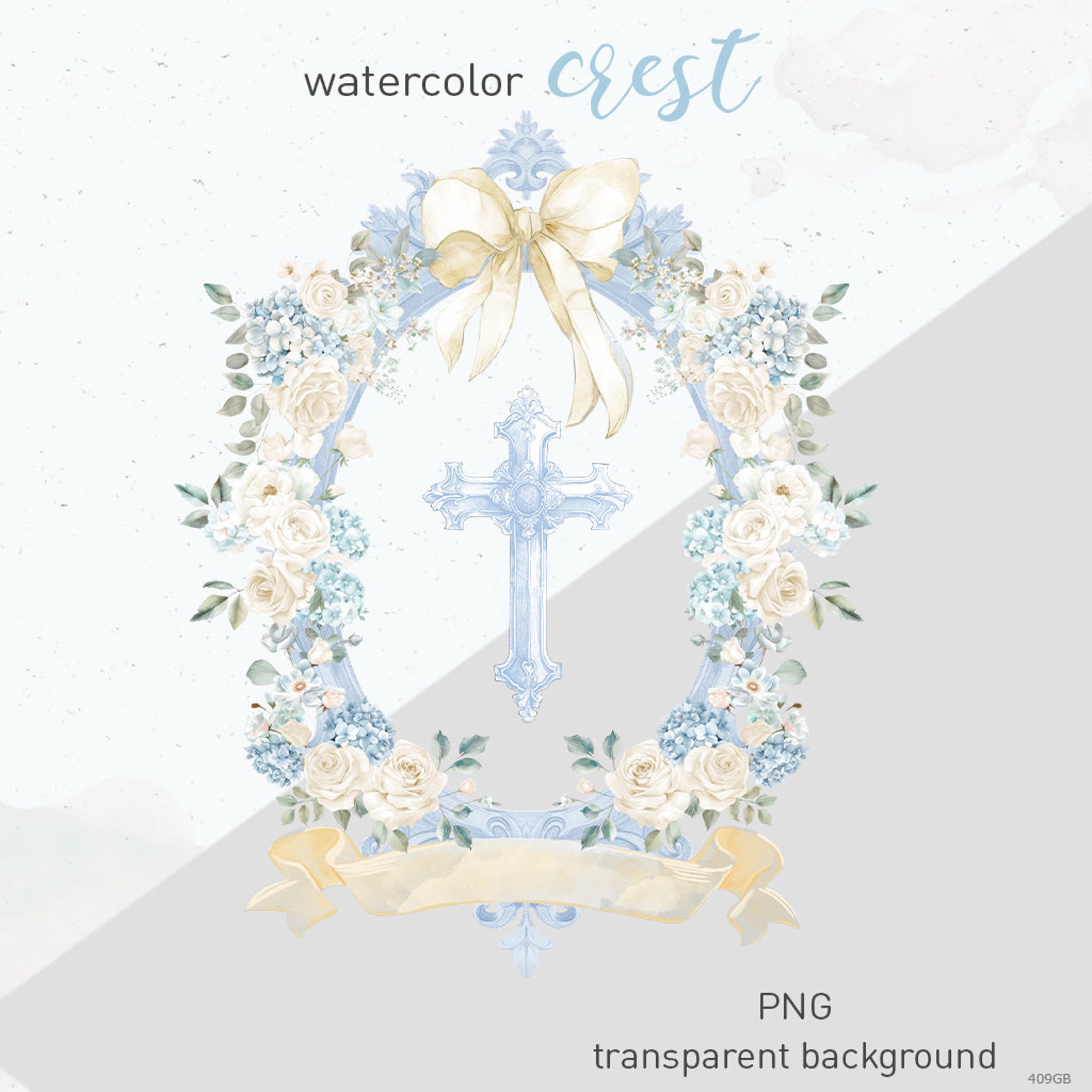 Crest Watercolor, Baptism Crest, Christening Stationery, Clip Art ...