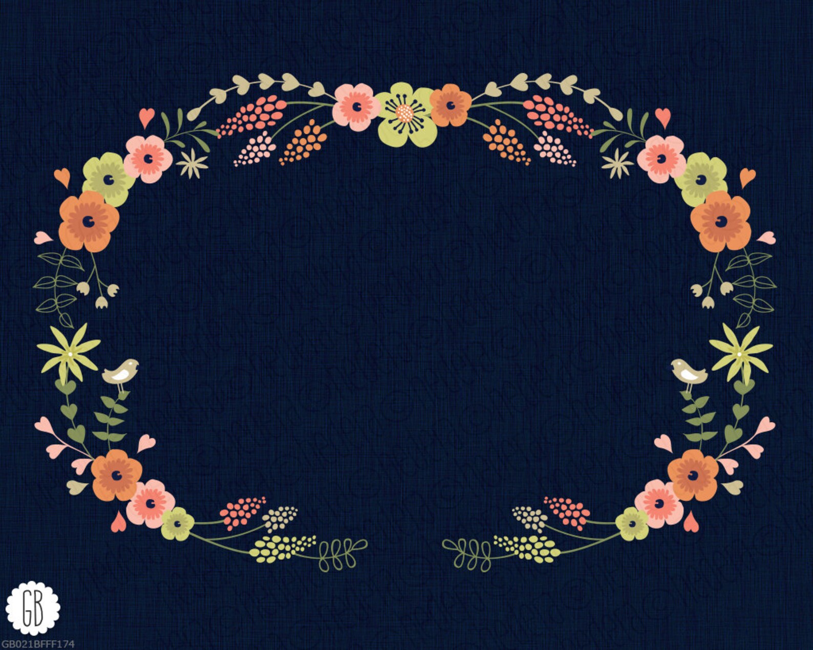 Floral Garland Flower Wreaths Frame Diy Wedding Clip Art | Etsy