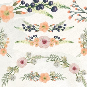 Watercolor Flower Wreaths, Deer, Anemone, Laurels, Wild Florals, Tribal ...