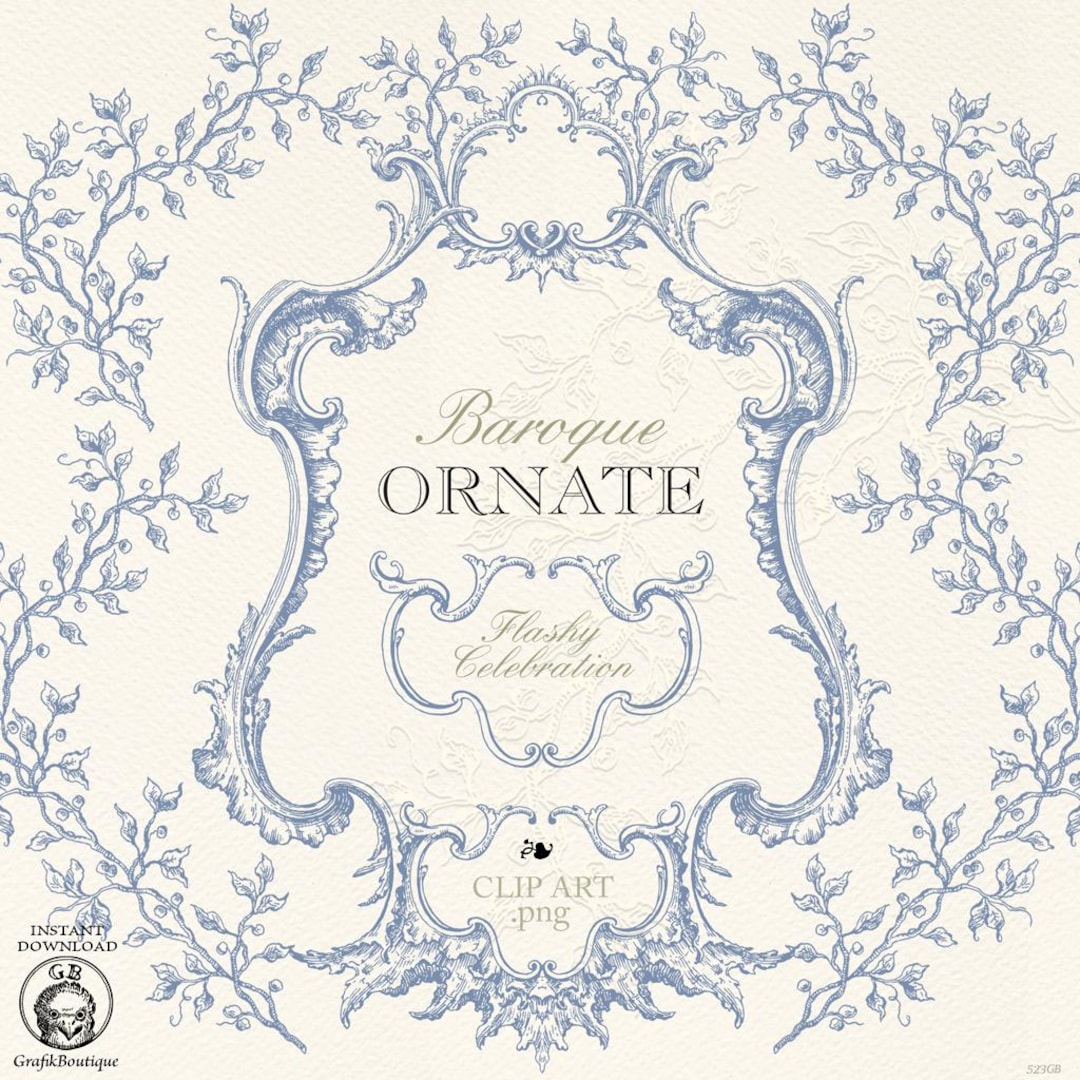 Baroque Frames Clip Art, Frames, Wedding Crests, Invitation Borders ...