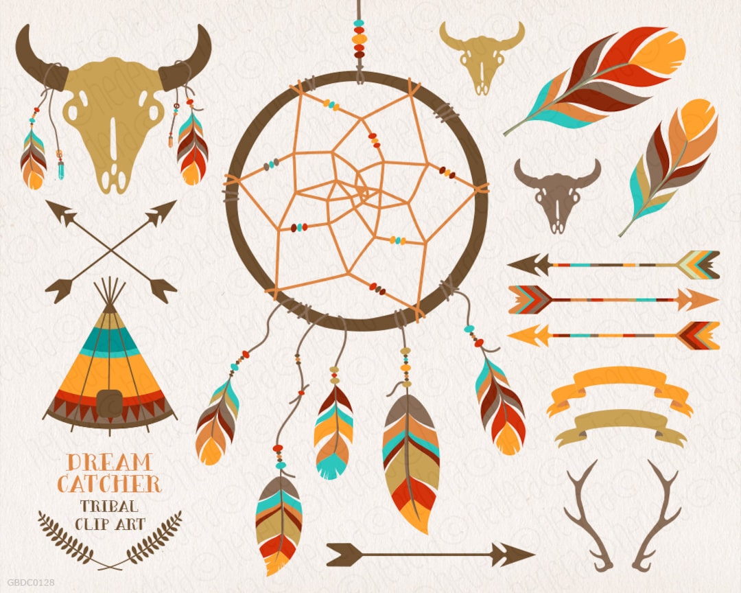 Dreamcatcher, Teepee, Feathers, Crossed Arrows, Tribal Clipart, Antlers ...