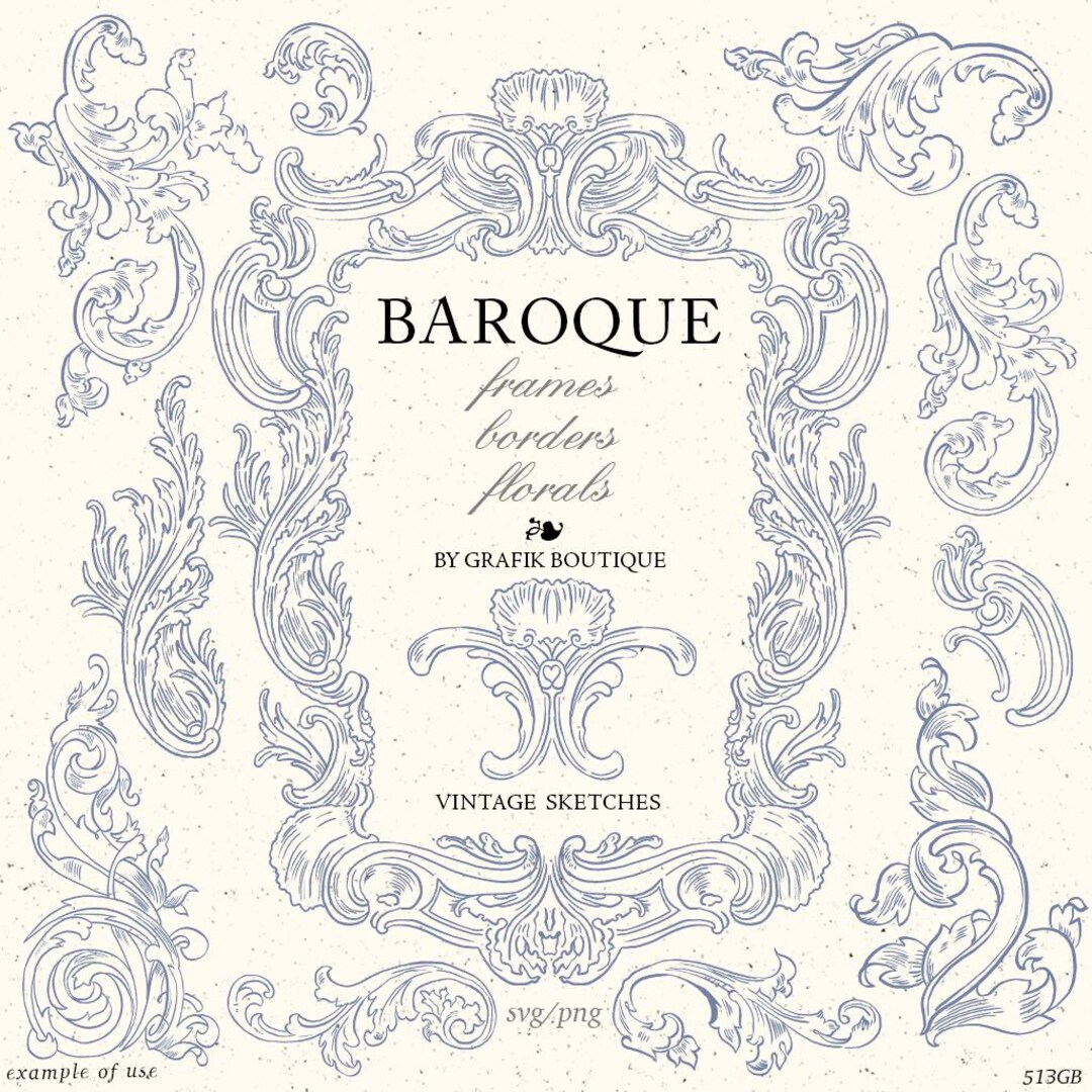 Baroque Vintage Clip Art, Rococo Frames, Wedding Crest Borders Acanthus ...