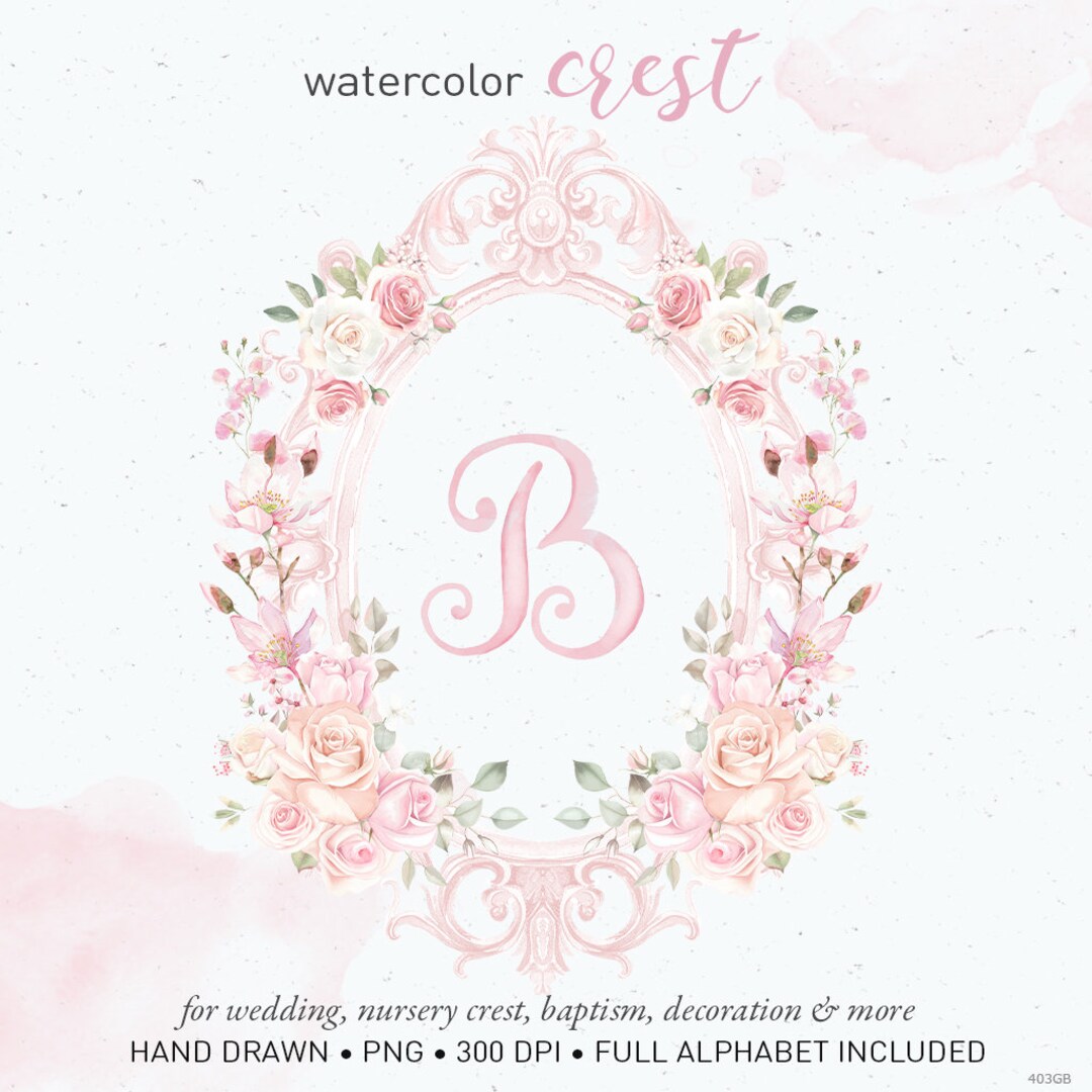 Crest Watercolor, Wedding Crest, Monogram Letters, Watercolor Alphabet ...