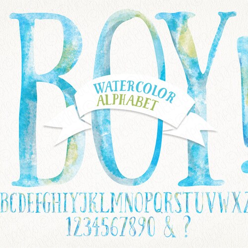 Watercolor Digital Hand Painted Alphabet Blue Nautical Navy - Etsy