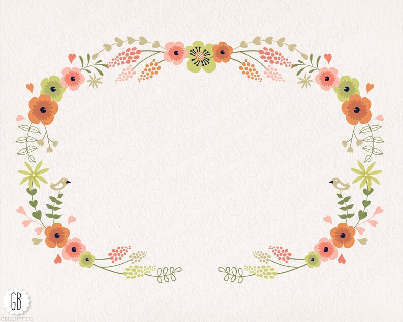 Floral Frames Flower Wreaths Garland Wedding Clip Art - Etsy
