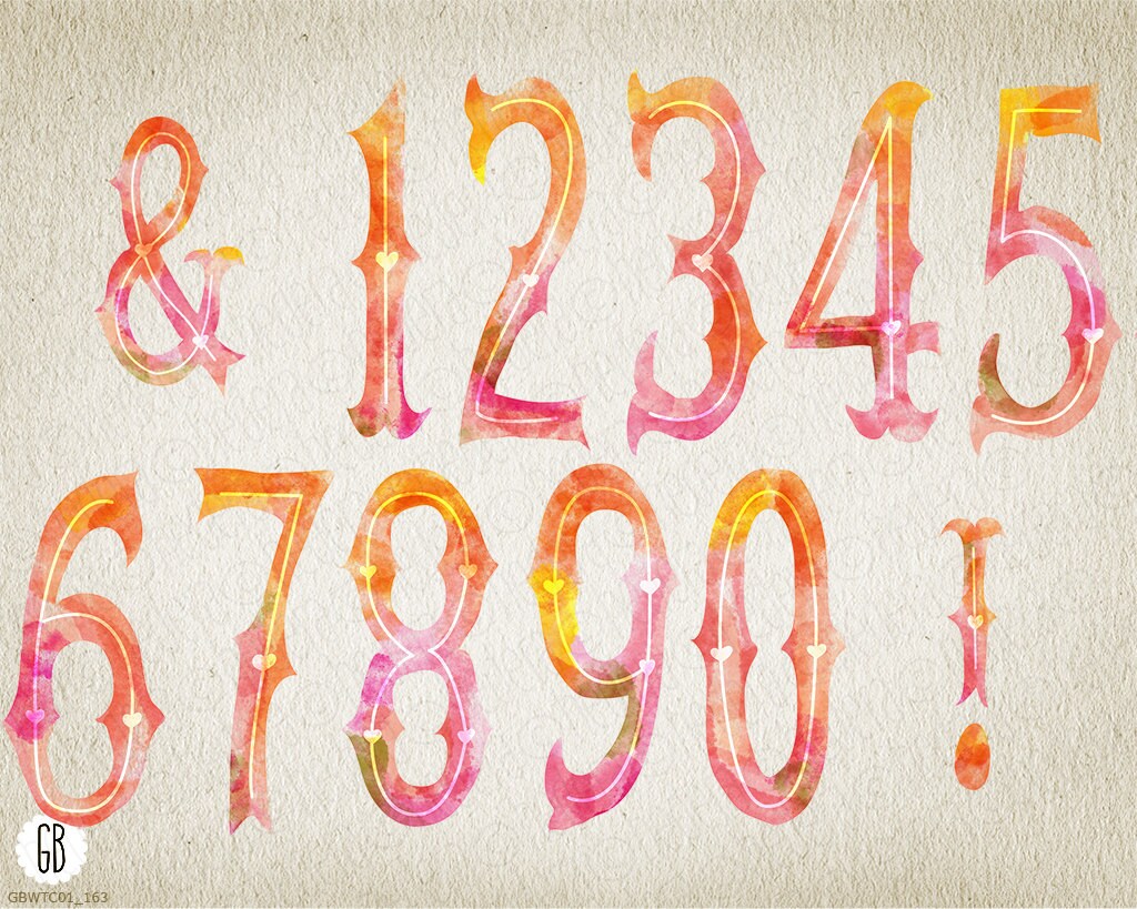 Watercolor Digital Hand Painted Alphabet, Pink Red Rose, Personalized ...