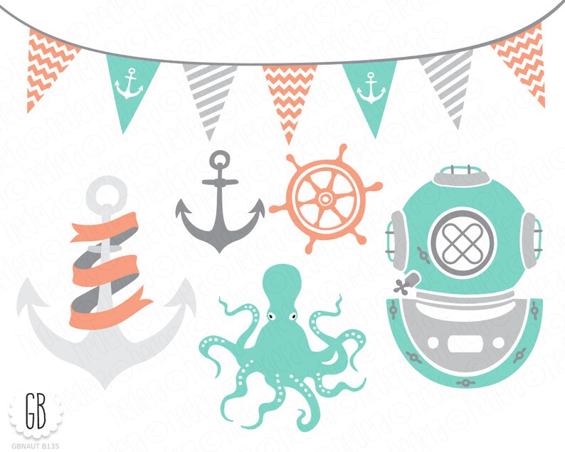Nautical Vector Clip Art Lighthouse Octopus Coral - Etsy