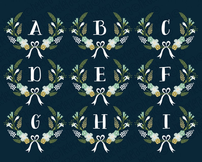 Floral wreaths monogram laurels ribbons clip art vector | Etsy