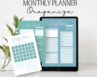 2025 Pink and Blue Watercolor Daily Planner Digital Notebook Cover ...