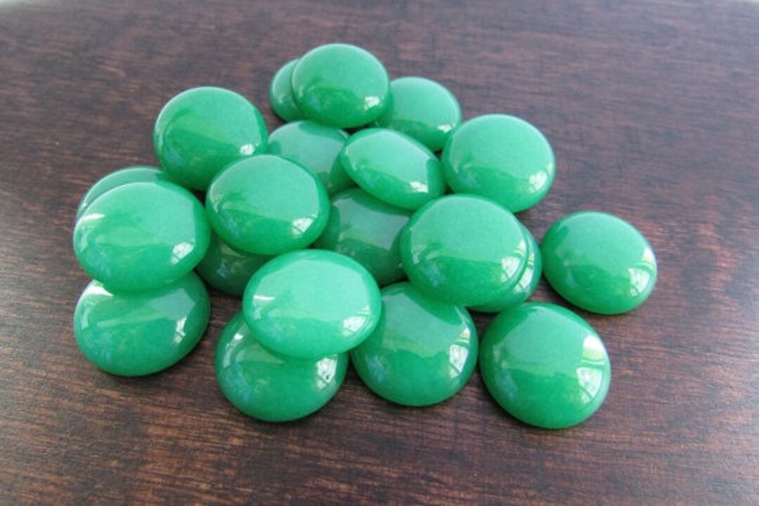 Green Jade Cabochon 18mm Round Stone Cabochon Dyed Jade Cabochon Flat ...