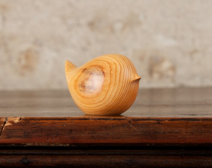 Wooden Round Wren Sculpture Hand Carved From Yew Wood by Perry ...