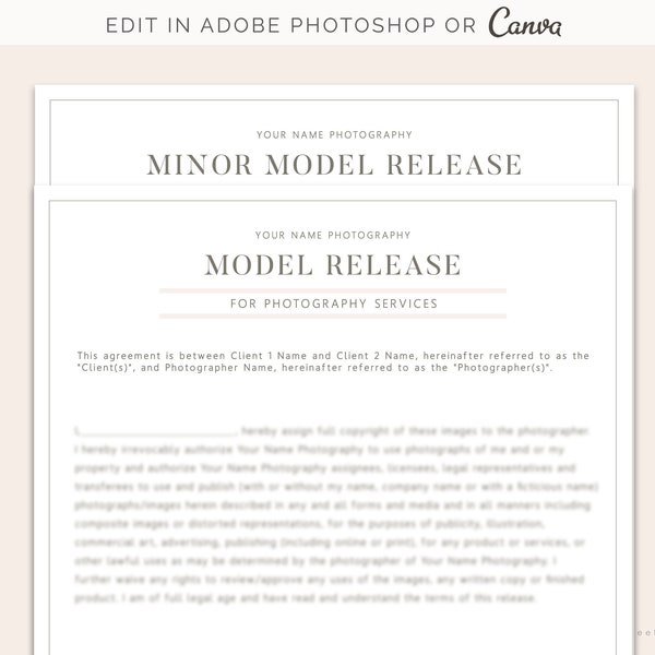 Photo Model Release - Etsy