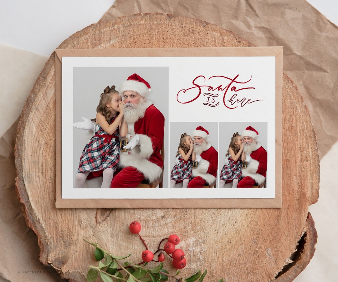 Printable Santa Christmas Card Template for Canva - Christmas Photo ...