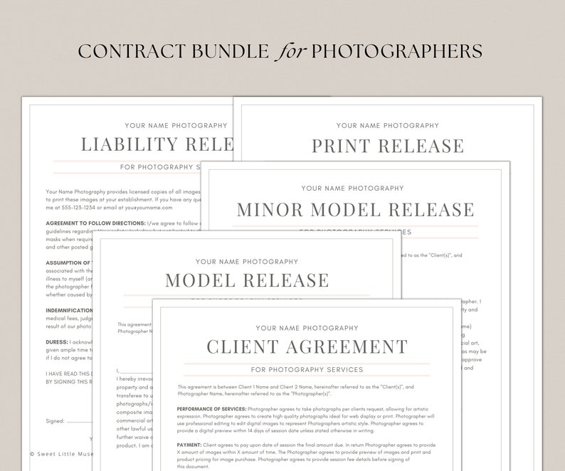 Photography Contract Template Model Release Template - Etsy