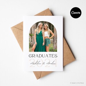 Twins Graduation Announcement Template - Twin Senior Graduation Card ...