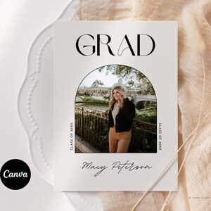 Graduation Announcement Card, Editable Canva Card Template, Class of ...