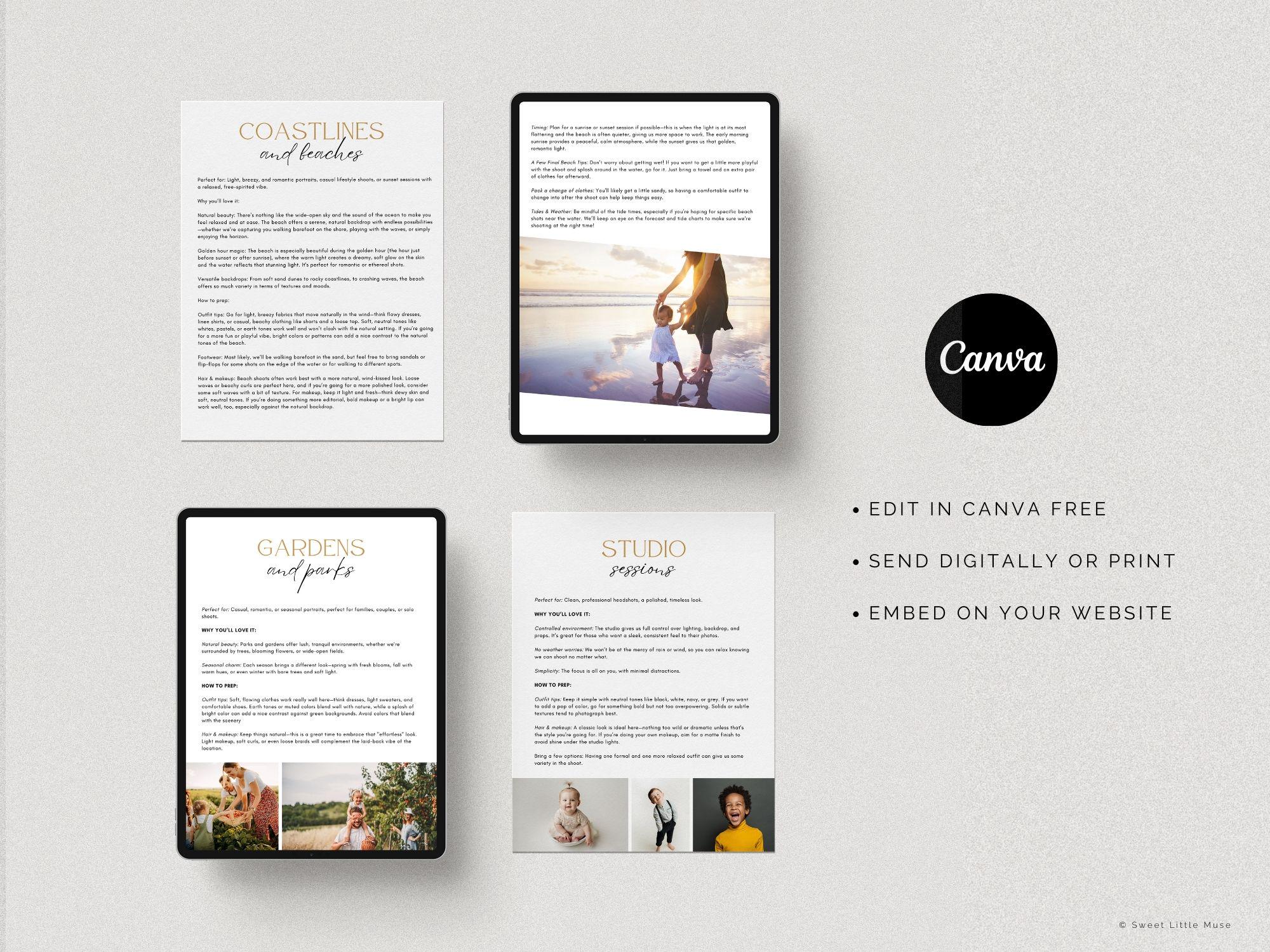 Photography Location Guide Template: Editable Client Guide (canva) - Etsy