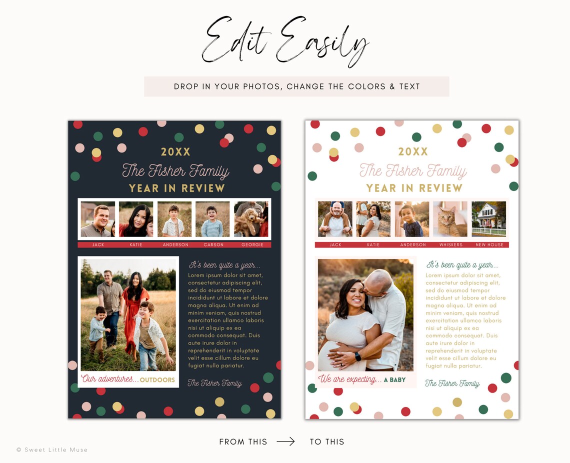 Year in Review Card Template for Canva and Photoshop | Etsy