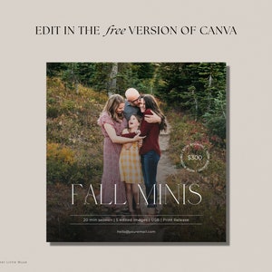 Fall Mini Session Template for Canva: Photographer Instagram & Facebook ...
