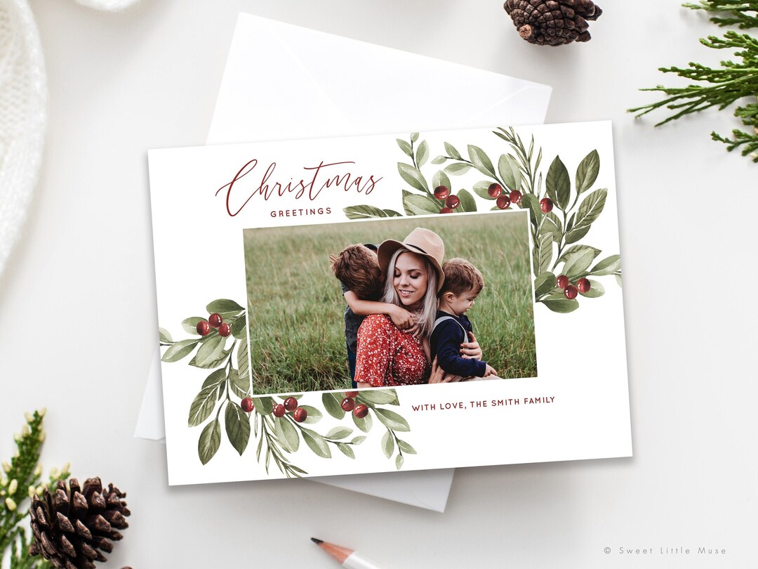 Editable Christmas Card Template Canva - Customizable Christmas Photo ...