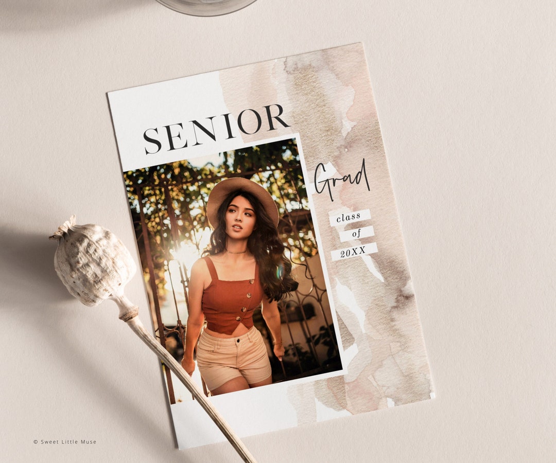 Watercolor Senior Graduation Announcement Template (canva) - Etsy