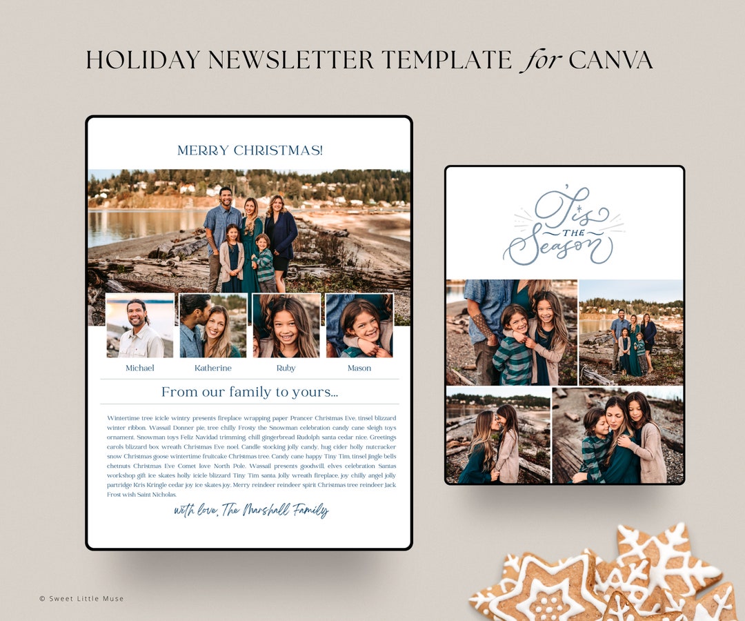 Editable Christmas Newsletter Template for Canva - Holiday Newsletter ...