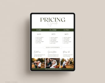 Photography Price Template for Canva - One Page Pricing Guide for ...