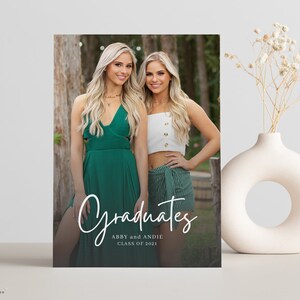 Twins Graduation Announcement Template: Senior Photo Card (photoshop ...
