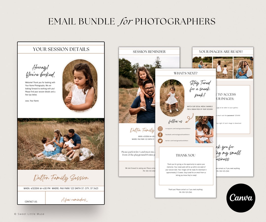 Photography Email Template Bundle for Canva: Client Communication ...